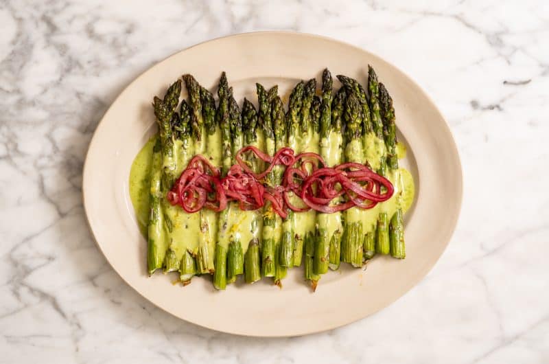 Grilled Asparagus with Tarragon Vinaigrette - Building Feasts